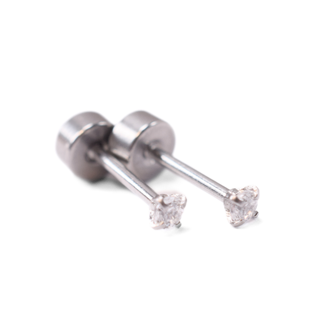 2mm Mini Diamond studs - Silver – The Earring Collective