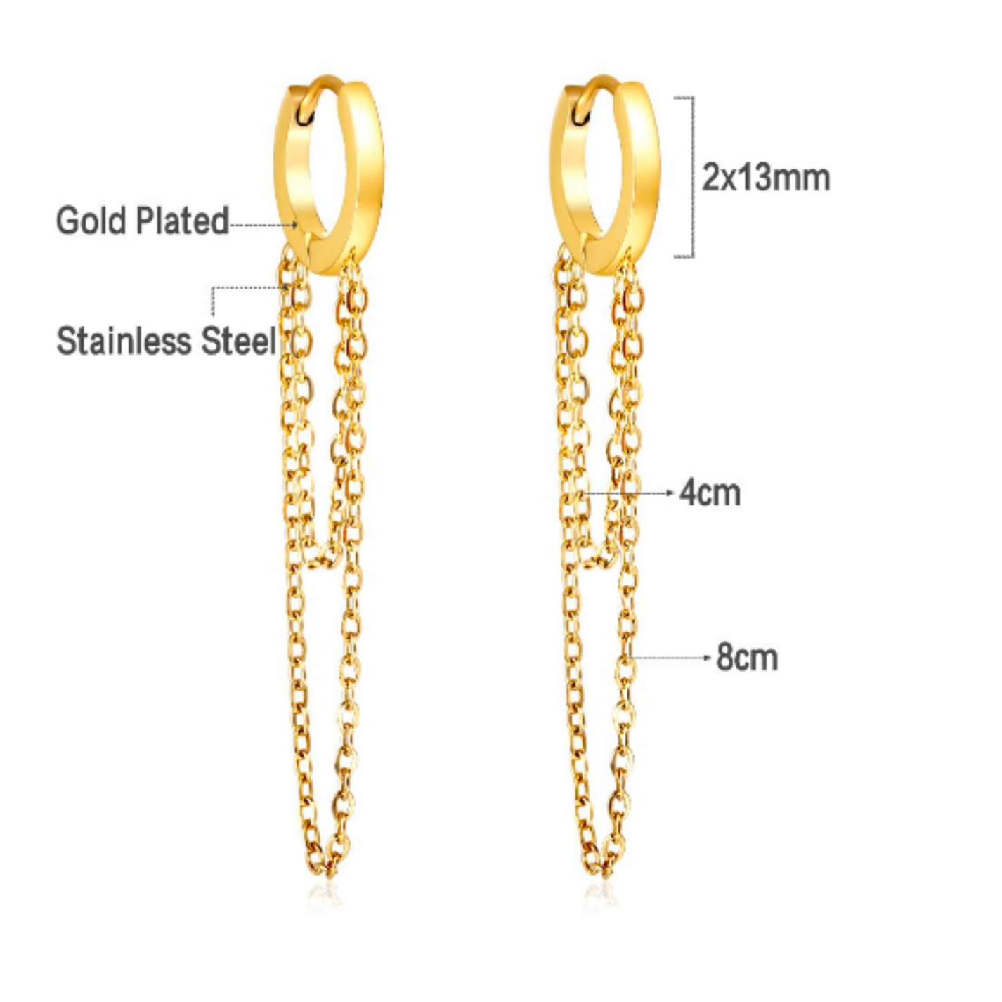 Chained hoops - Gold – The Earring Collective